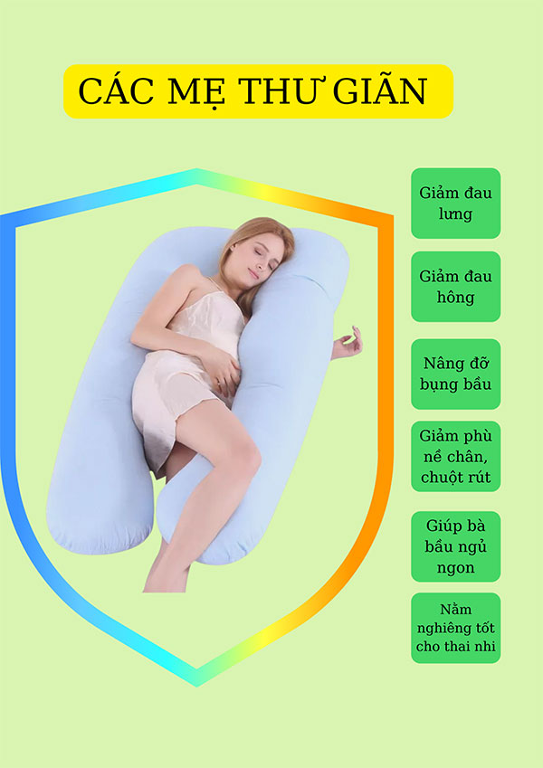 Gối Chữ U Cho Mẹ Bầu GoldCat - Vải Muslin